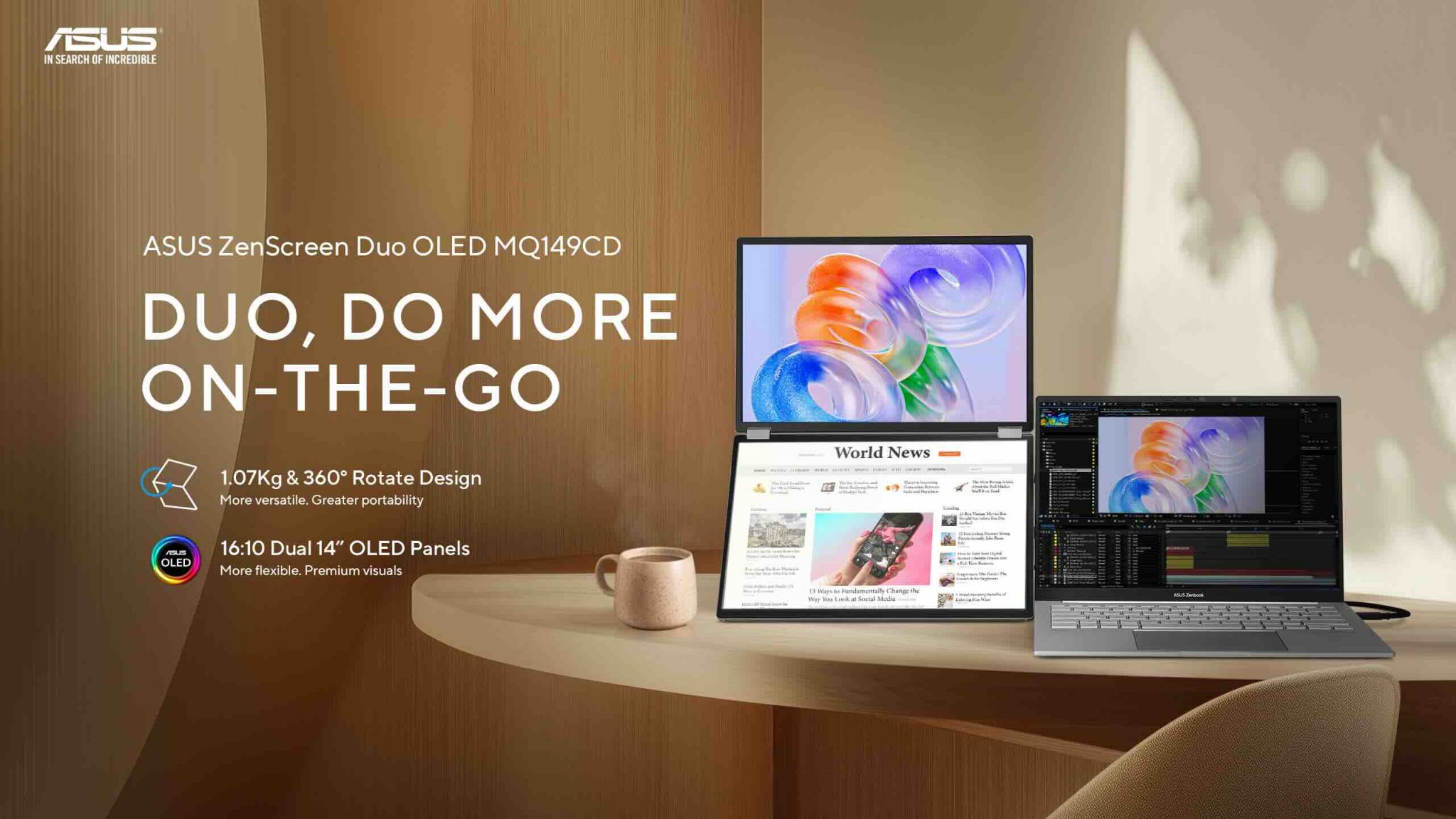 ASUS Introduces ZenScreen Duo OLED MQ149CD: A Game-Changing Dual-Screen ...